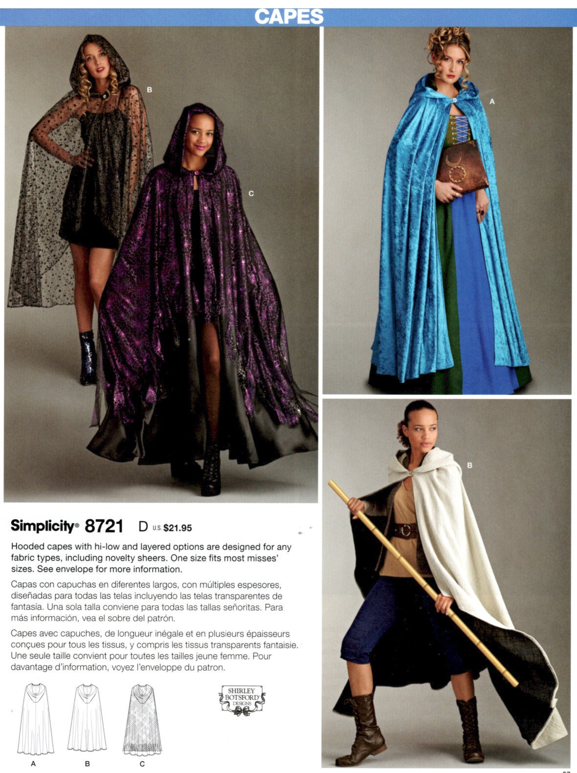 Simplicity 8721 Misses' Hooded Capes | Etsy