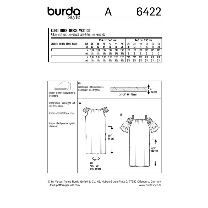 Burda Style B6422 Misses' Casual Dresses Size: 10-20 - Etsy