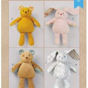 Simplicity S9306 / Kwik Sew K4373 Bears & Bunnies Soft Plush Animals - Etsy