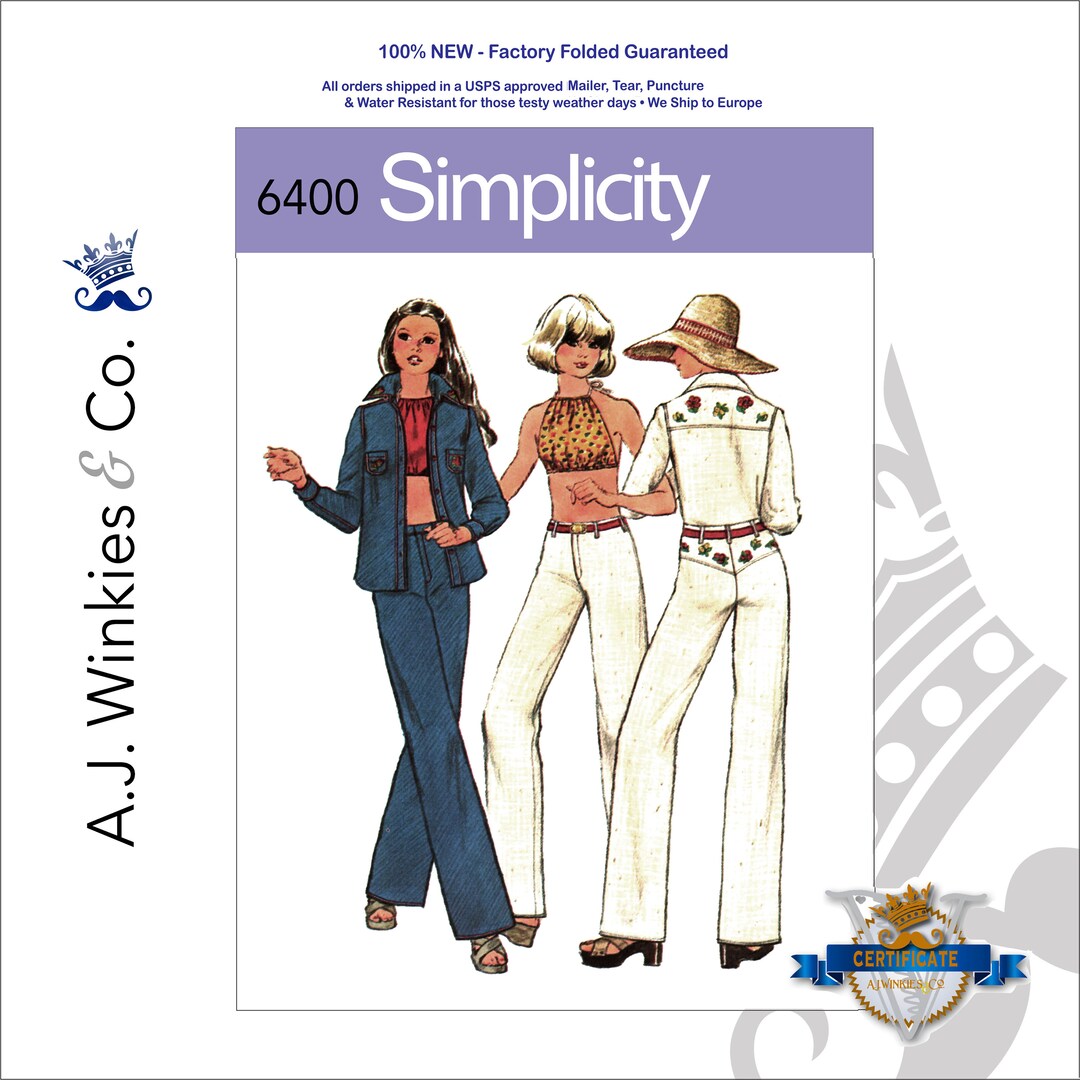 Simplicity 6400 Young Junior/teens' Shirt, Jeans and Halter Top - Etsy