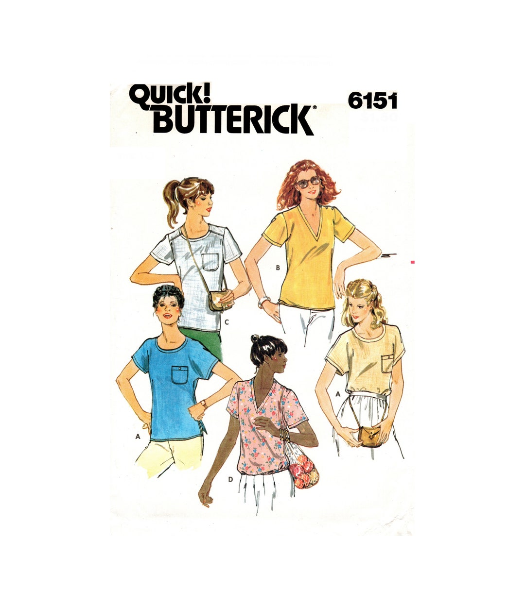 Butterick 6151 Loose-fitting T-shirts W 5-variations - Etsy