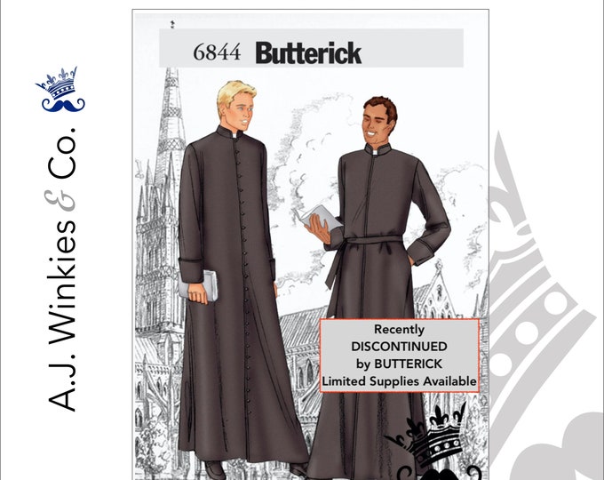 Butterick B6844 Men's House Cassock With Inverted-pleats - Cleric ...