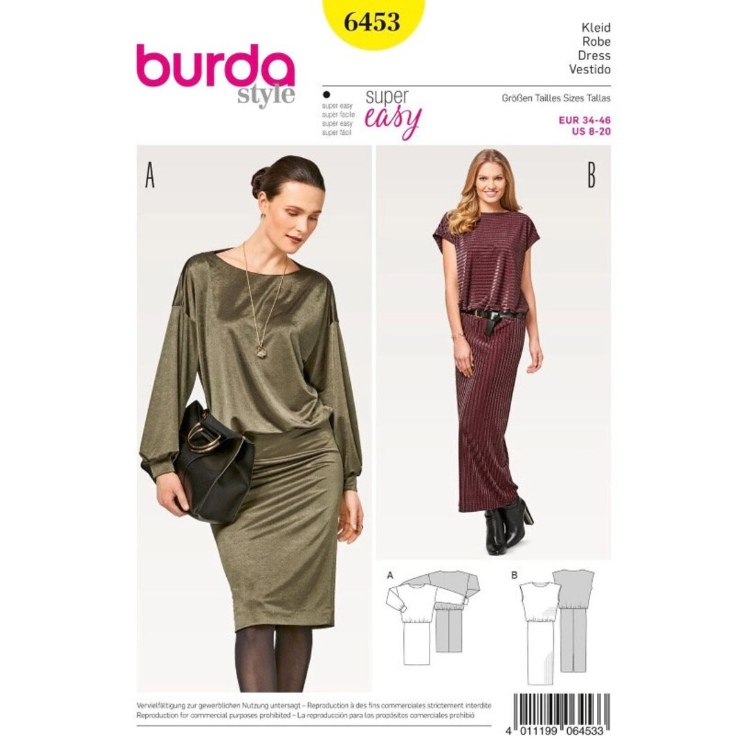 Burda Style 6453 Misses' Jersey Dresses Size: (8-20) - Etsy