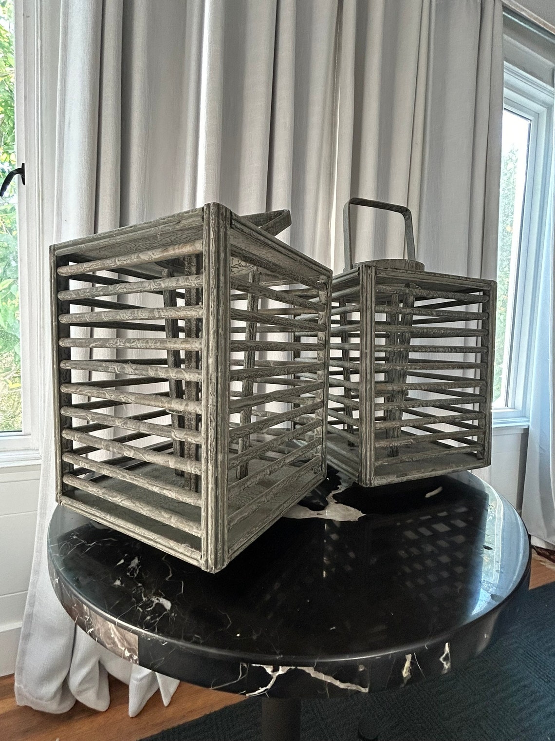 Wood Lanterns W/ Handles (1 Pair) and Pedestal for Candle or LED Light ...