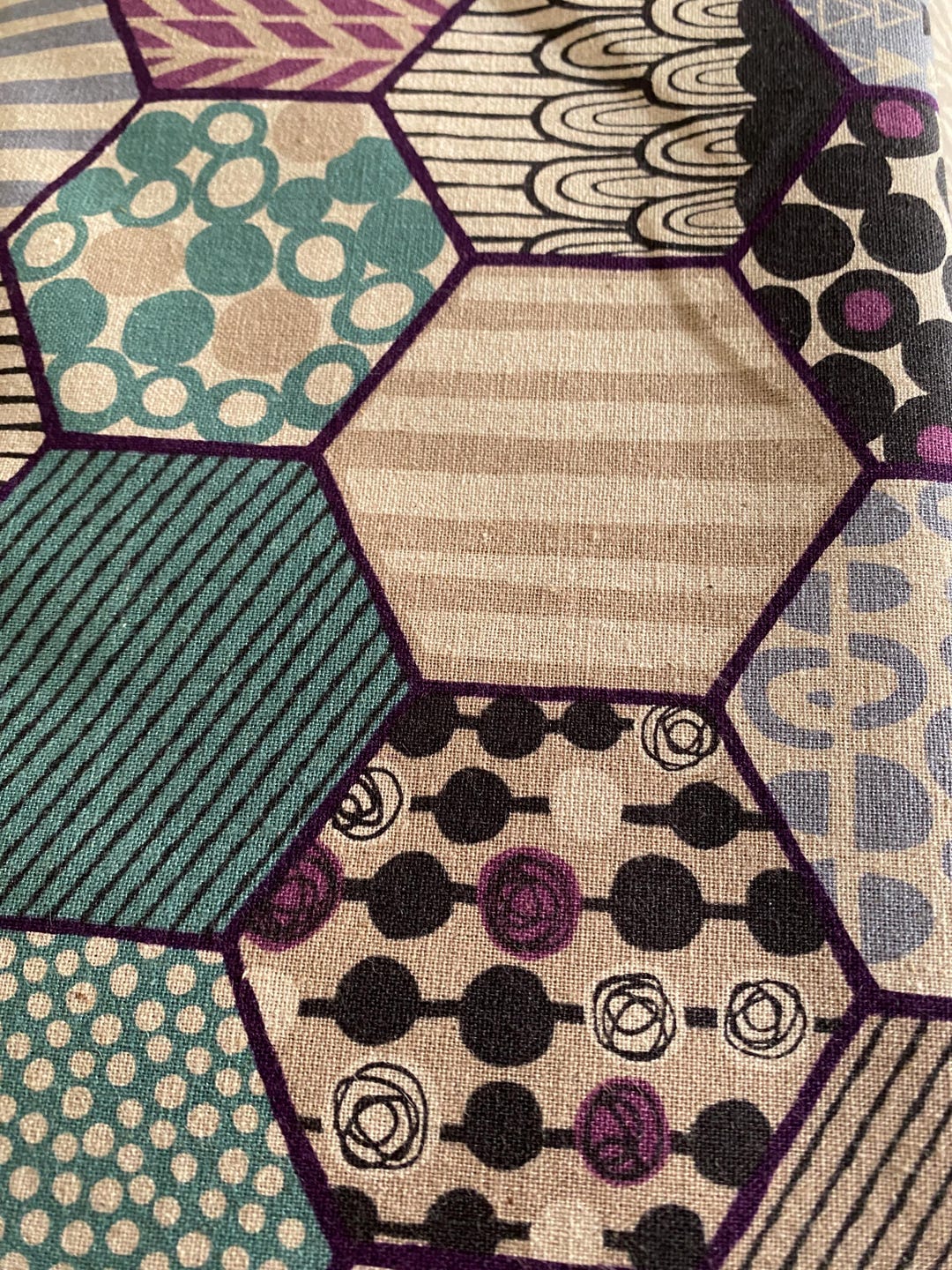 Hexie Magic Purple Borders Japanese Linen/cotton - Fabric by the 1/4mtr ...