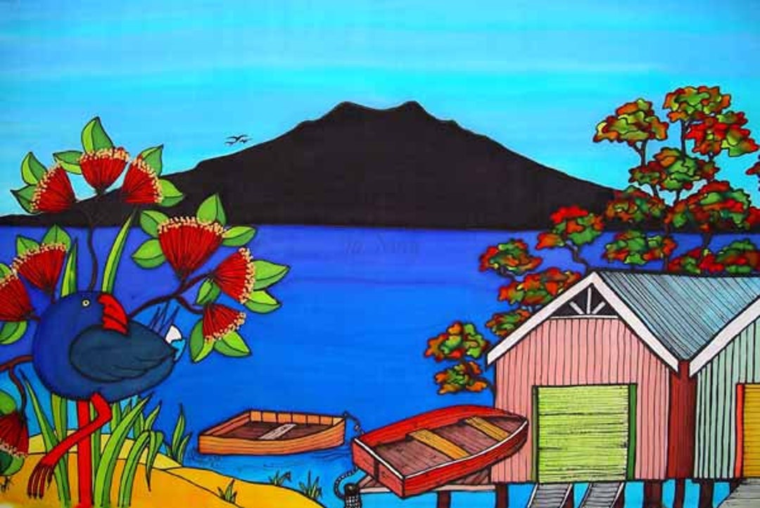 Rangitoto Island - Beautiful Art Print by New Zealand Artist Jo May ...