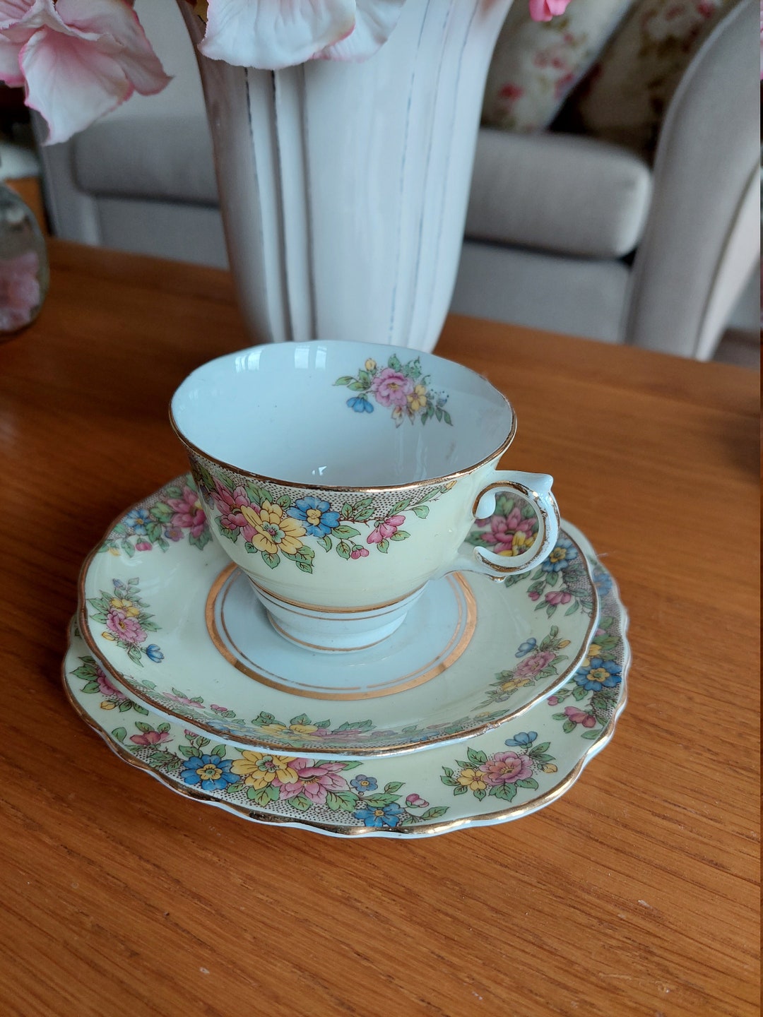 Colclough Trio Tea Set. Made in England Bone China. Yellow - Etsy