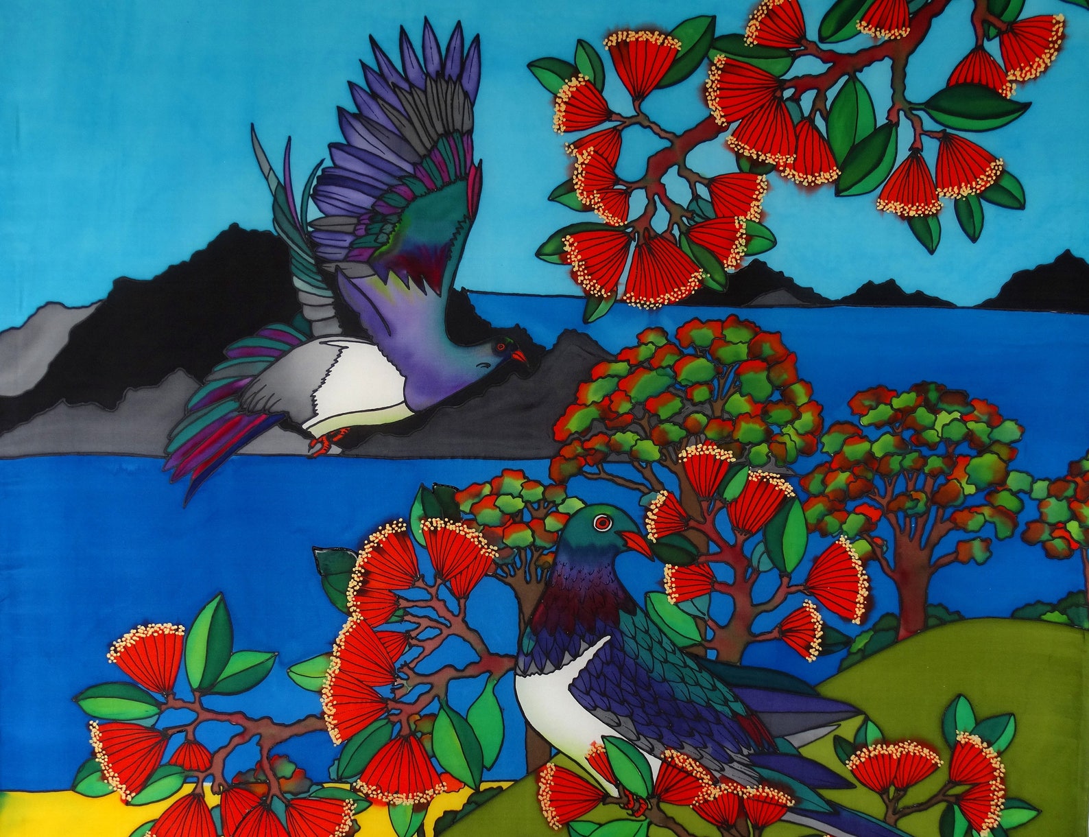 Kereru in Pohutakawa beautiful art print by New Zealand | Etsy