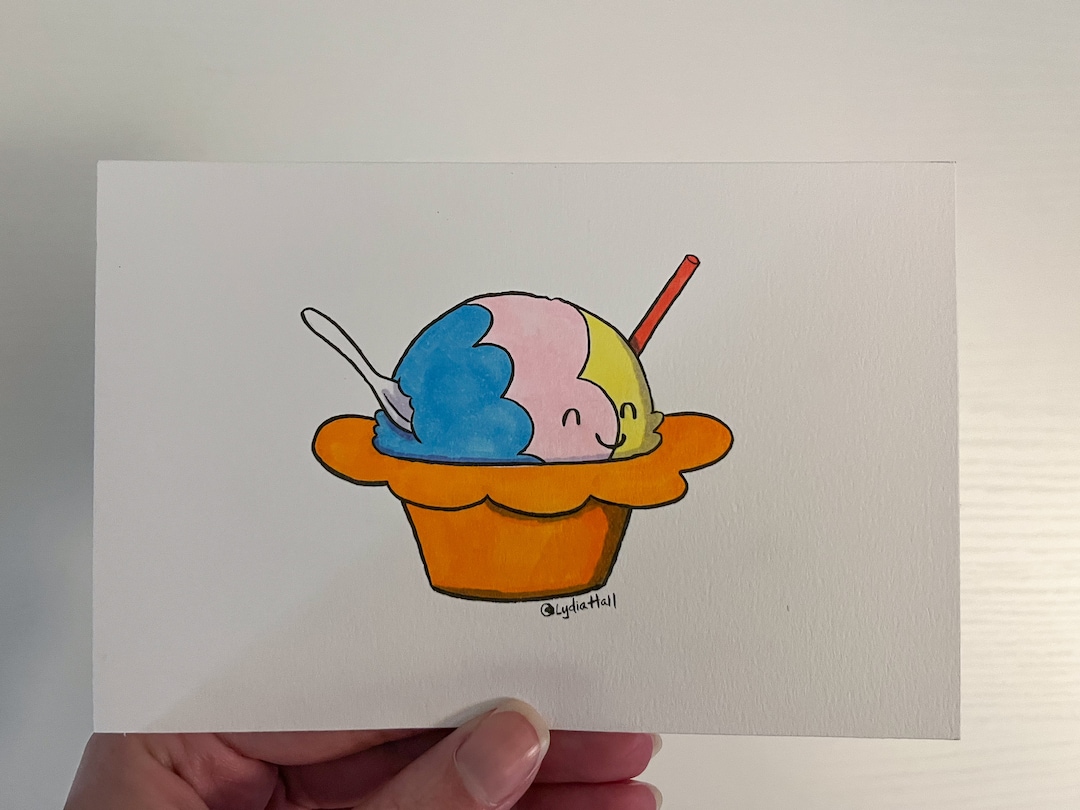Shaved Ice Illustration - Original Ink Drawing - 4x6 - Etsy