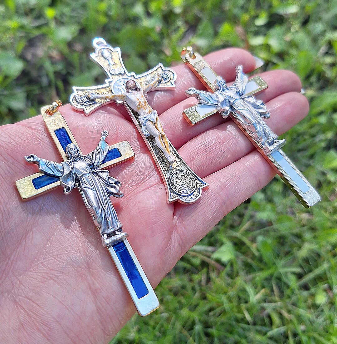Lot of 3 BIG Crosses, Crucifix-3 Inch Resurrection Crosses-ornate ...