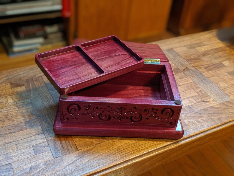 Jewelry Box Handcrafted and Engraved Made With Purple Heart - Etsy