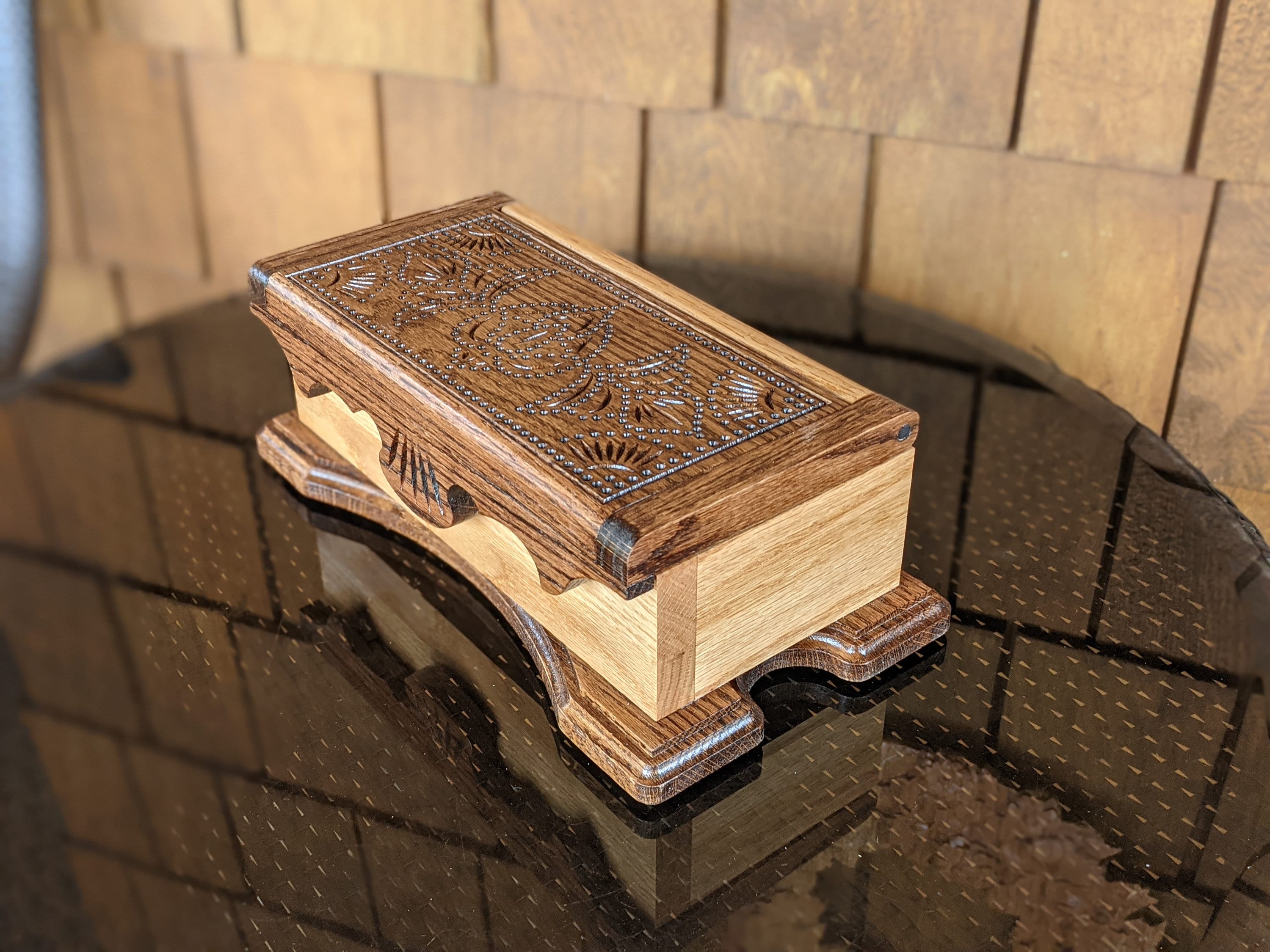 Tea Box, Handcrafted and Engraved Made With Oak and a Polyurethane ...