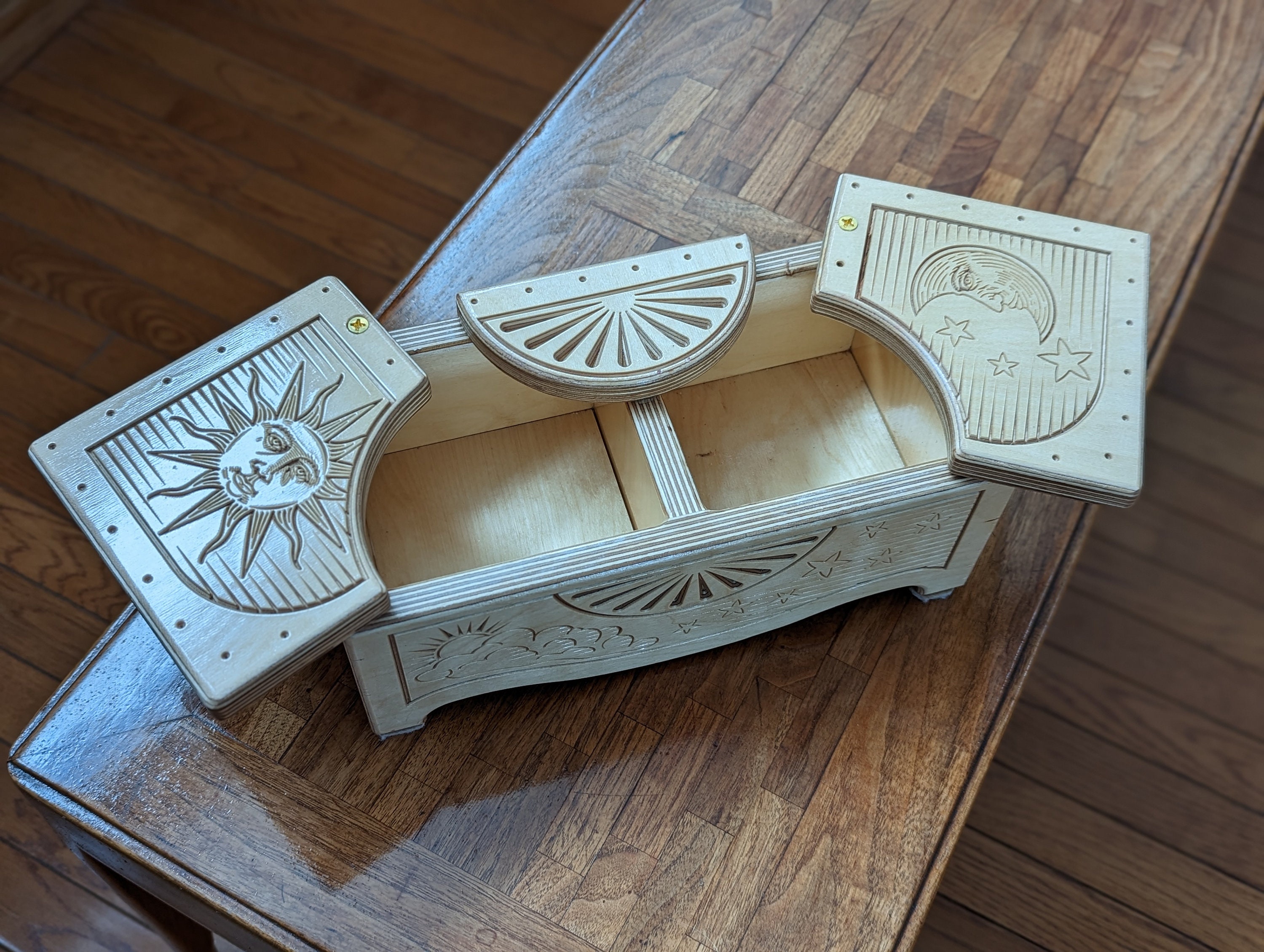 Sun and Moon Box, Handcrafted and Engraved Made With Baltic Burch and a ...