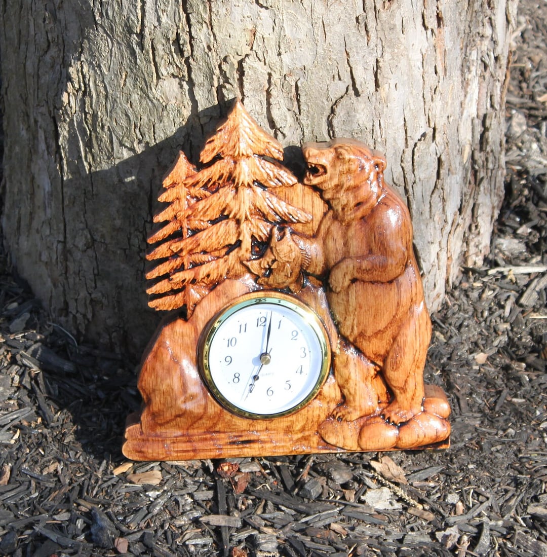 Solid Oak Bear Clock - Etsy