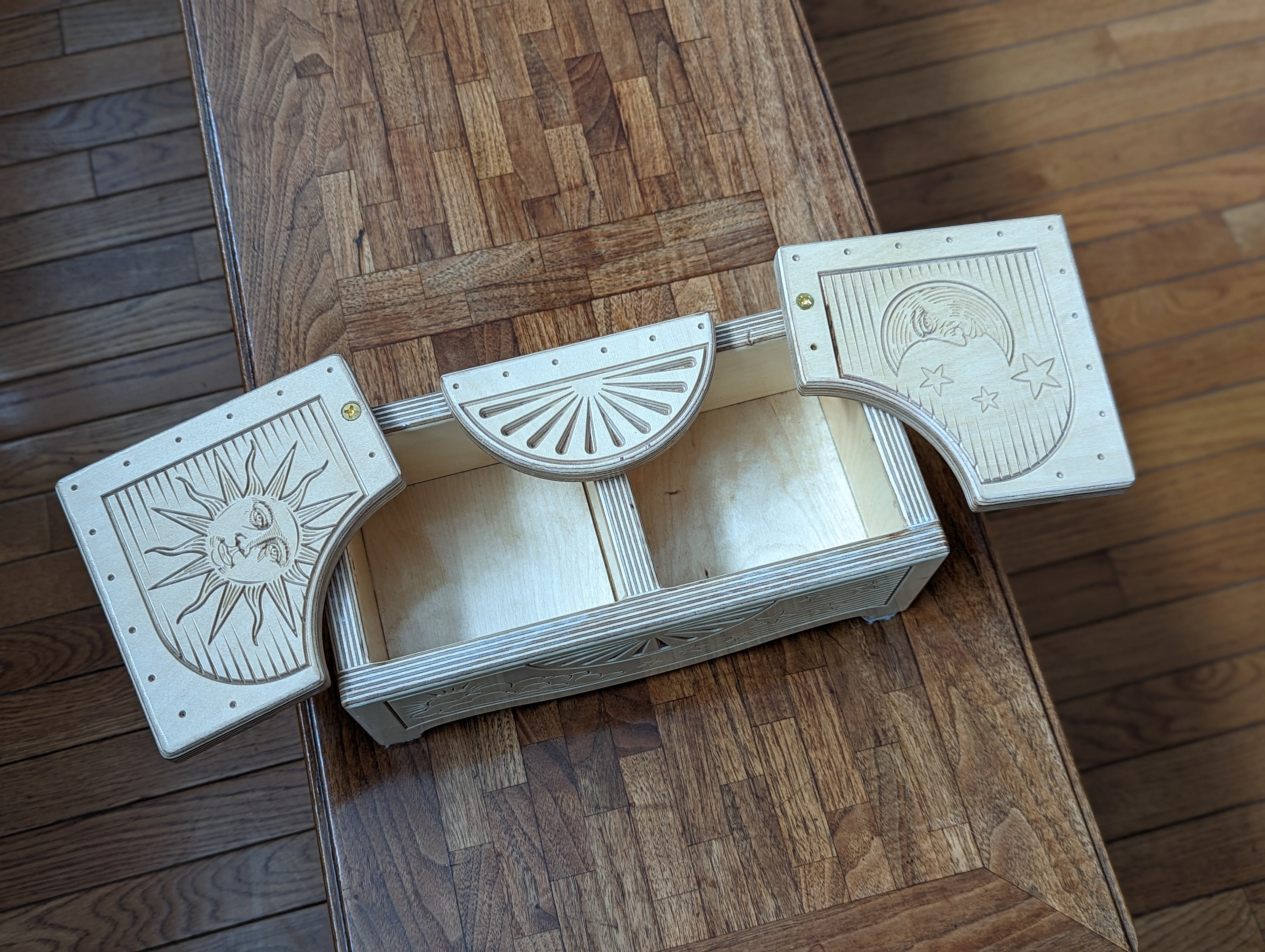 Sun and Moon Box, Handcrafted and Engraved Made With Baltic Burch and a ...