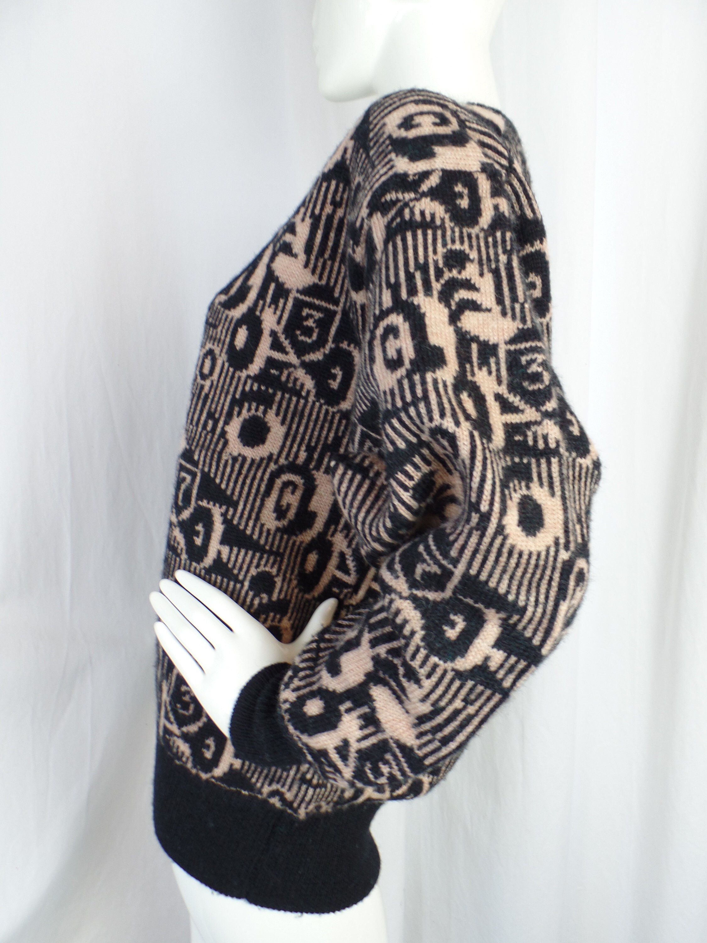 70s Rare NICOLE MATSUDA Formula 1 Racing Car Intarsia Novelty Sweater ...