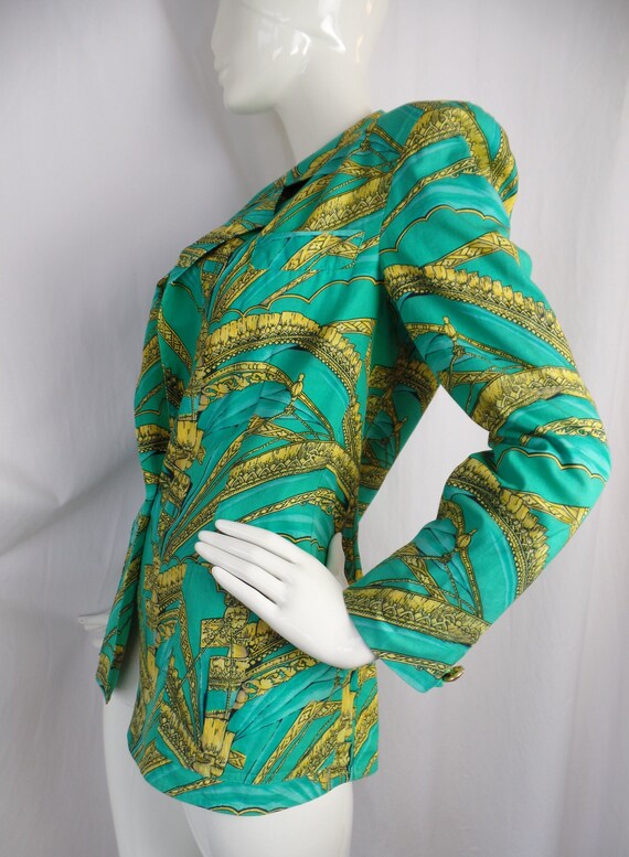 70s-80s GENNY Gianni VERSACE rococo print blazer/tass… - Gem
