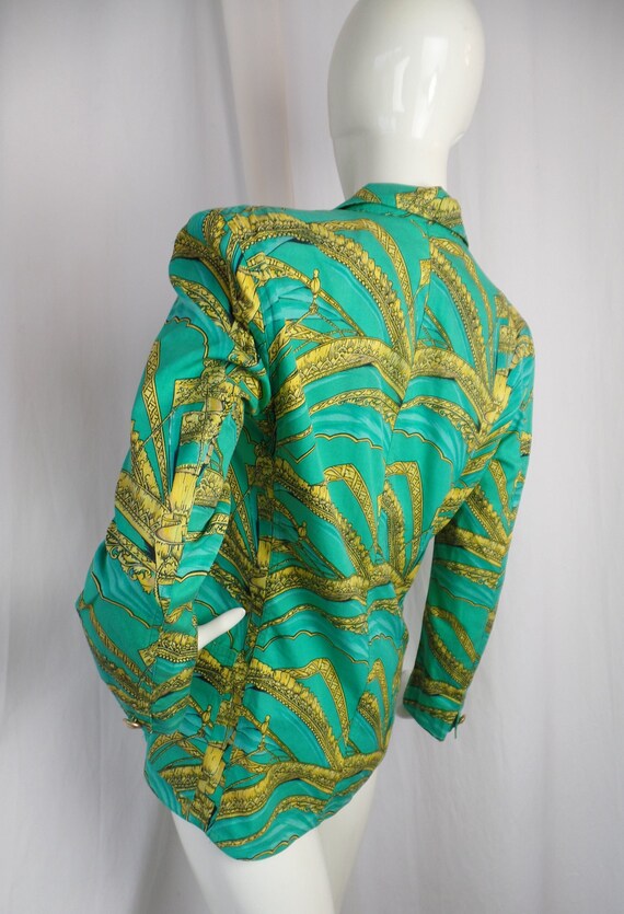 70s-80s GENNY Gianni VERSACE rococo print blazer/tass… - Gem