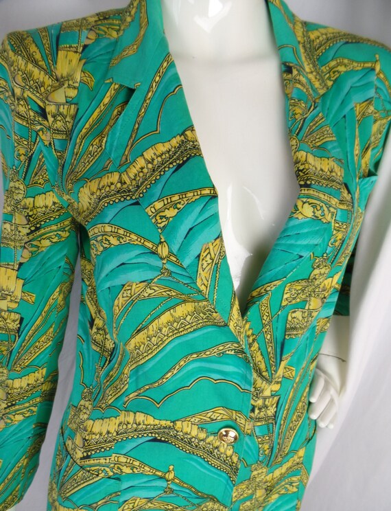70s-80s GENNY Gianni VERSACE rococo print blazer/tass… - Gem