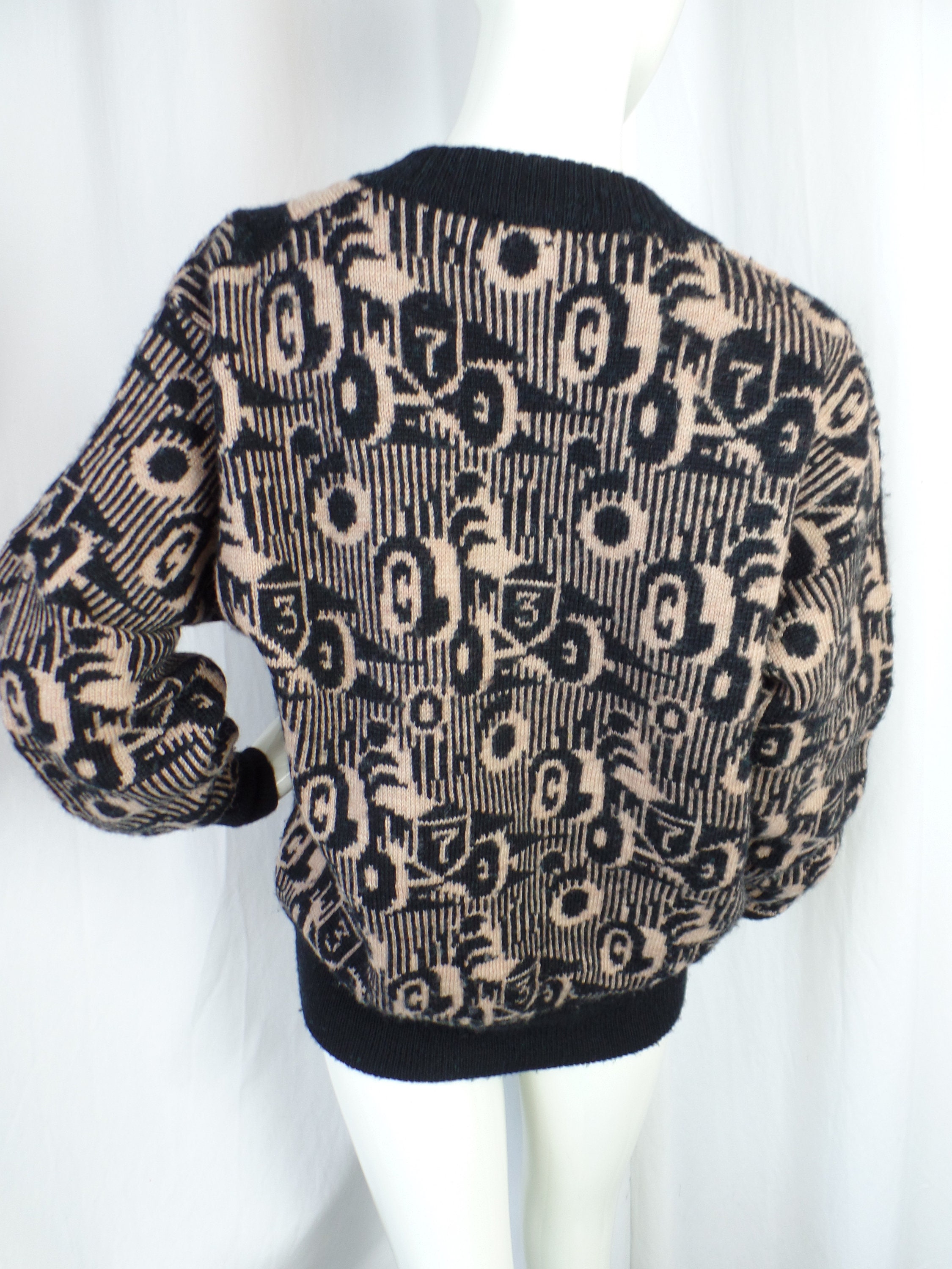 70s Rare NICOLE MATSUDA Formula 1 Racing Car Intarsia Novelty Sweater ...