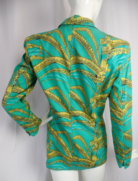 70s-80s GENNY Gianni VERSACE rococo print blazer/tass… - Gem