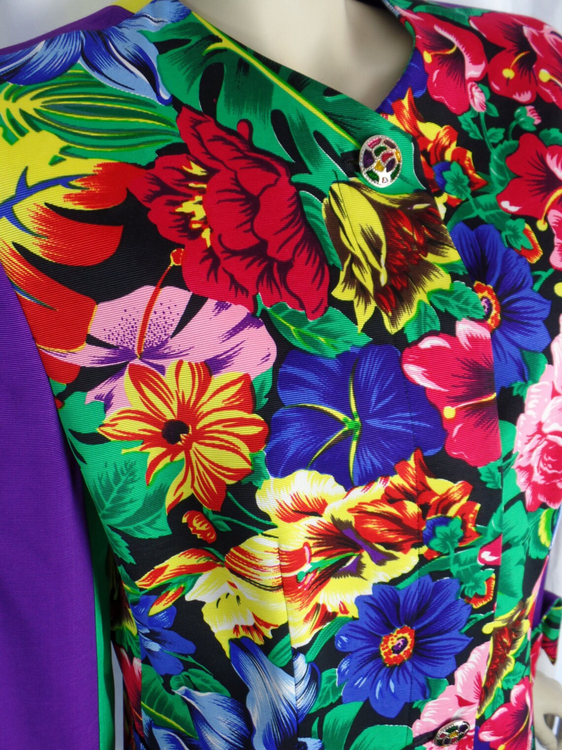 Early 90s GIANNI VERSACE VERSUS Tropical Floral Bold Stripe | Etsy