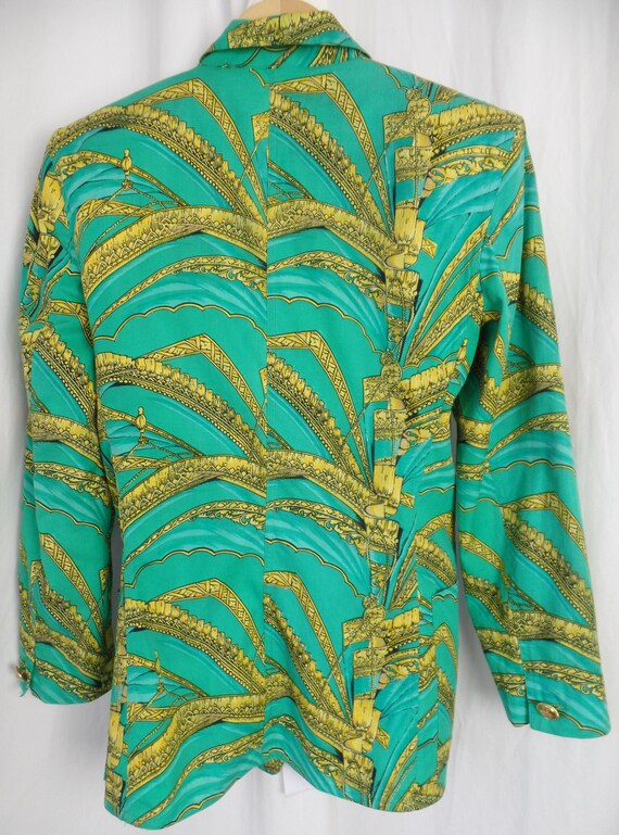 70s-80s GENNY Gianni VERSACE rococo print blazer/tass… - Gem