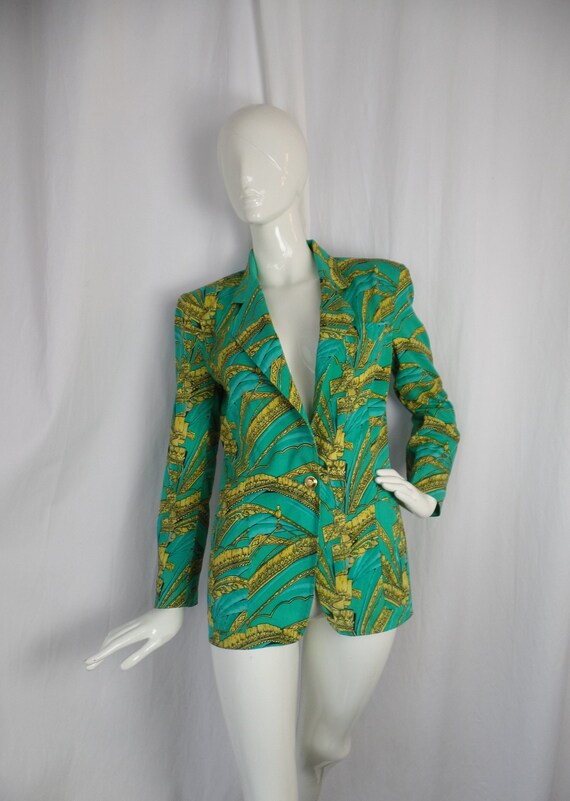 70s-80s GENNY Gianni VERSACE rococo print blazer/tass… - Gem