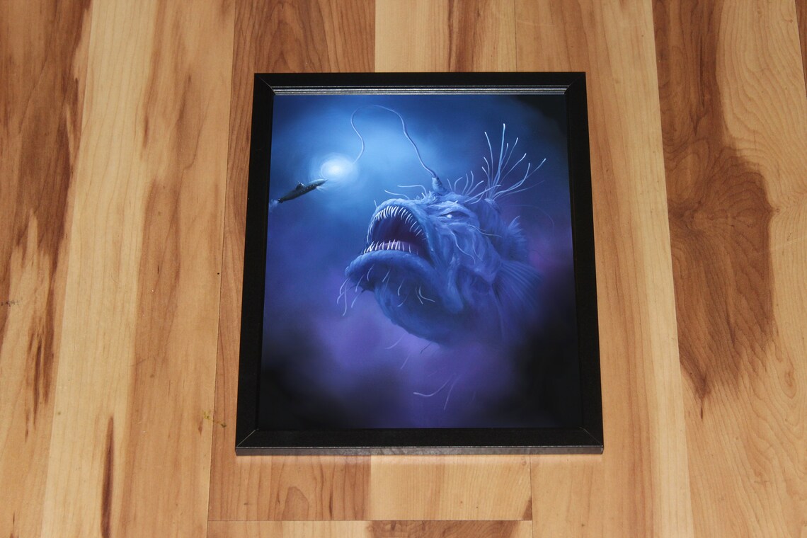 Art PRINT - Giant Anglerfish Spooky Creature Animal Fish Evil Dark ...