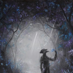 Art PRINT - Plague Doctor Searching for Cure Enchanted Dark Forest ...