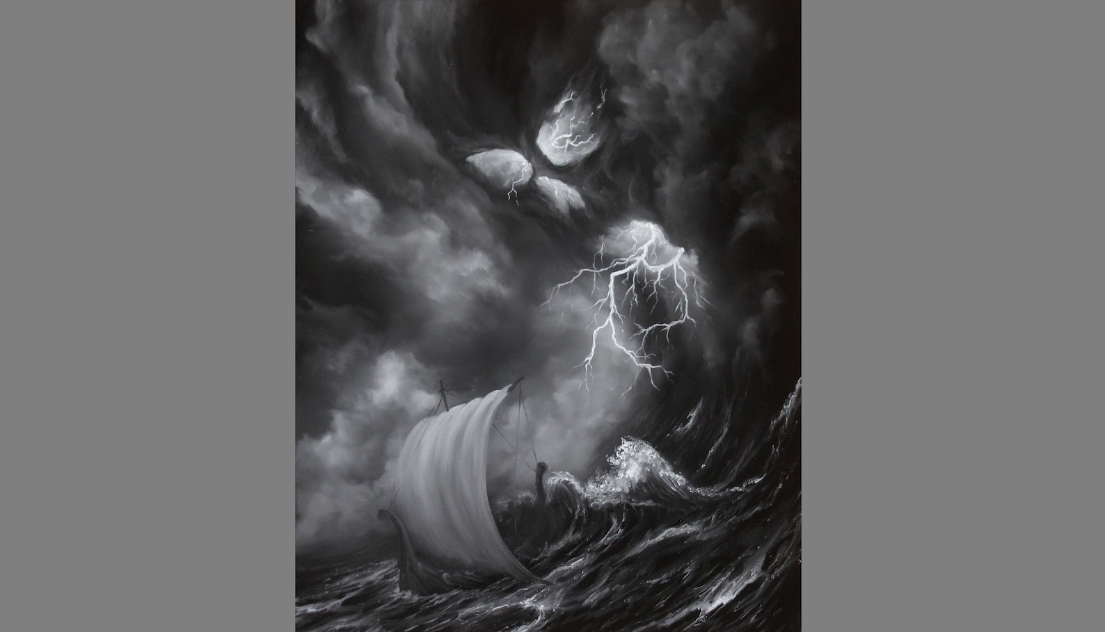 Art PRINT Skull Storm Lightning Viking Longboat Ship - Etsy