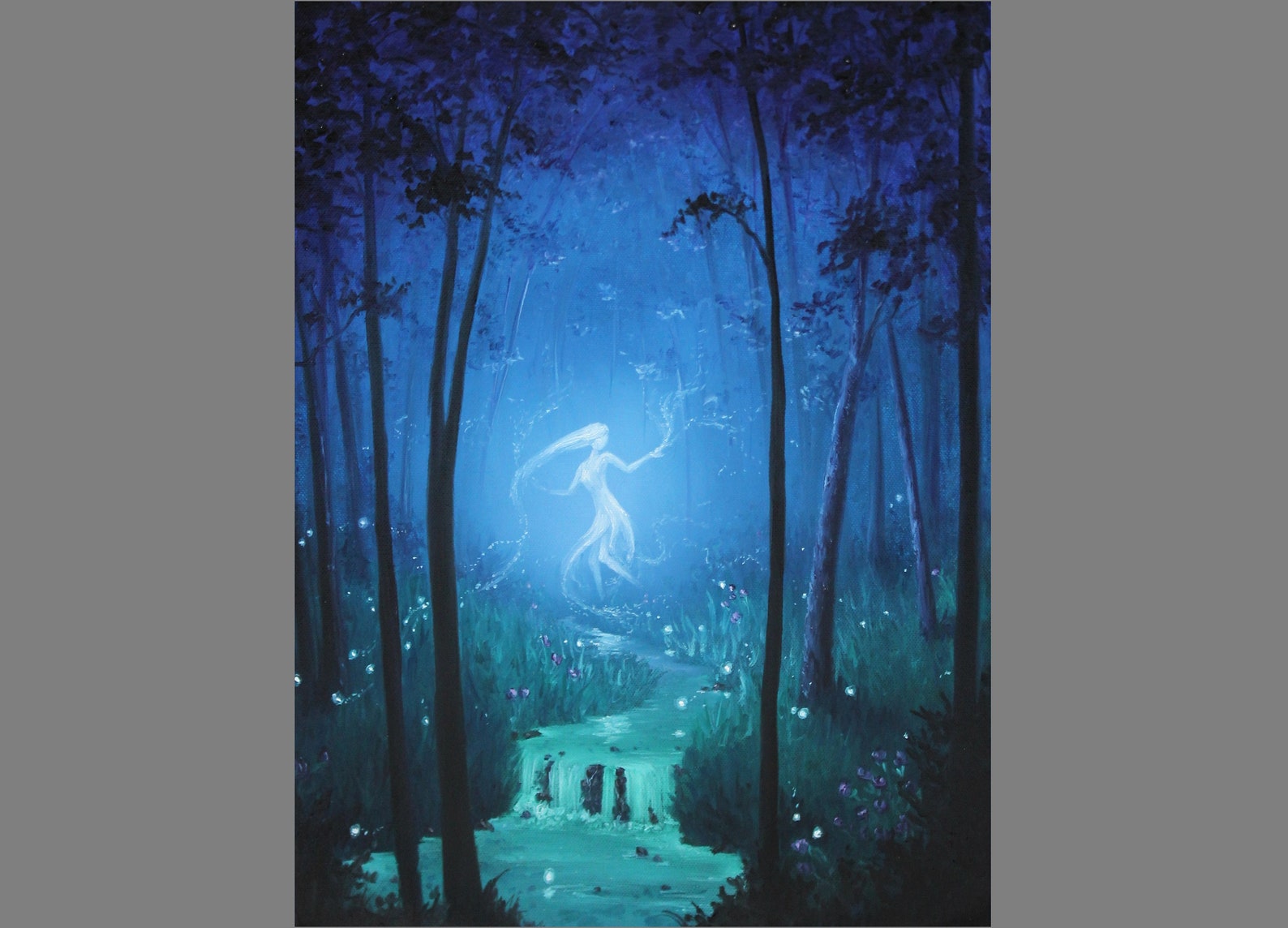 Art PRINT - Enchanted Dark Forest Spirit Ghost Girl Will O the Wisp ...
