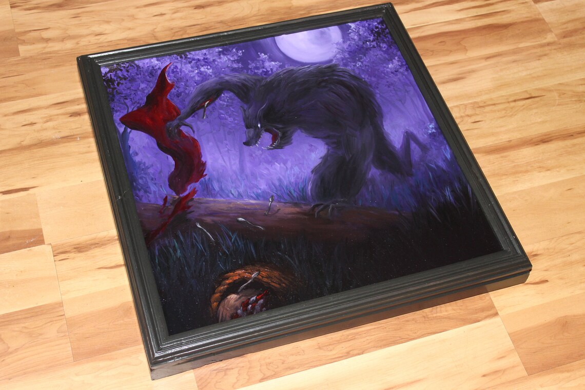 20x20 Original Oil Painting Werewolf Wolf Red Riding | Etsy