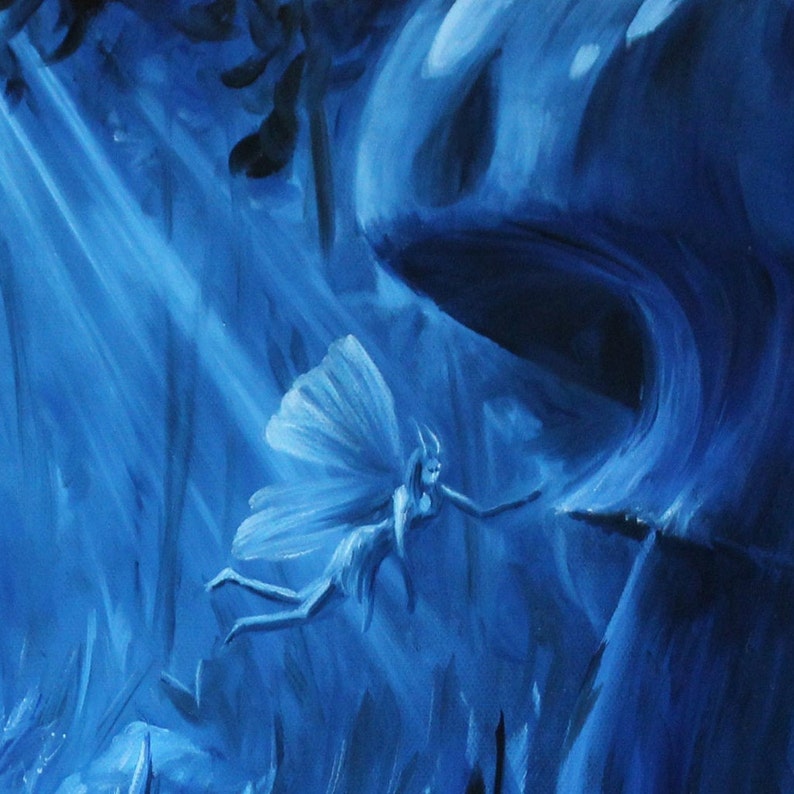 Art PRINT Blue Mushroom Forest Fairy Fairies Fae Faerie | Etsy