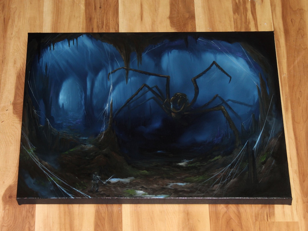 18x24 Original Oil Painting Cave Spider Knight Spiderweb Fantasy ...