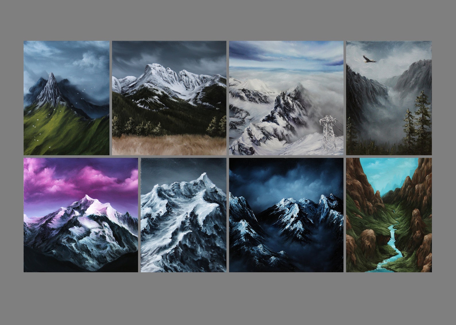 3x4", 4x4" Magnet Mountain Mountains Cliffs Landscape Art Print ...