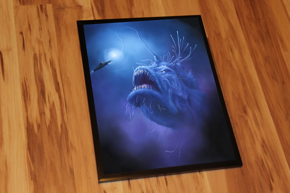 Art PRINT - Giant Anglerfish Spooky Creature Animal Fish Evil Dark ...