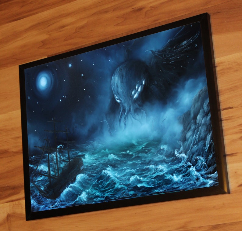 Art PRINT Giant Cthulhu Cthulu Lovecraft Monster Dark Spooky | Etsy