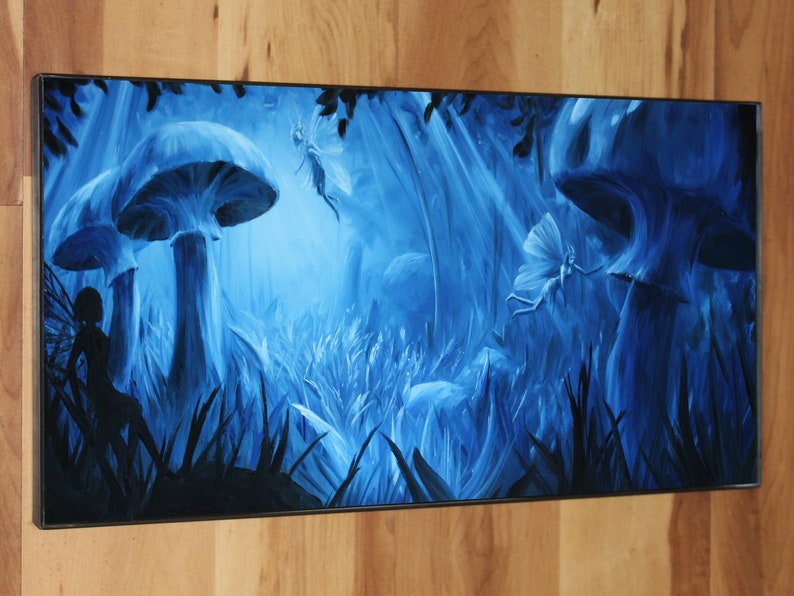 Art PRINT Blue Mushroom Forest Fairy Fairies Fae Faerie | Etsy