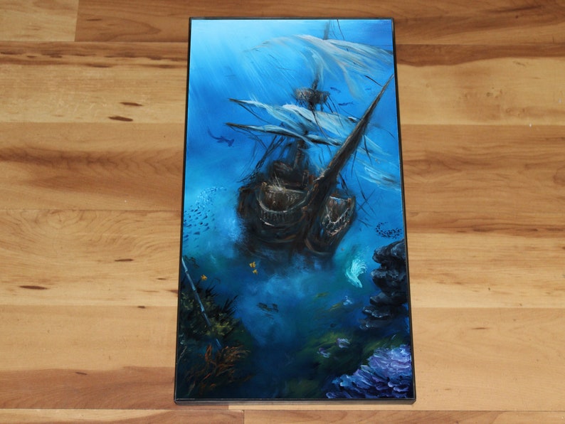 Art PRINT Shipwreck Ship Ocean Underwater Fish Shark Coral - Etsy