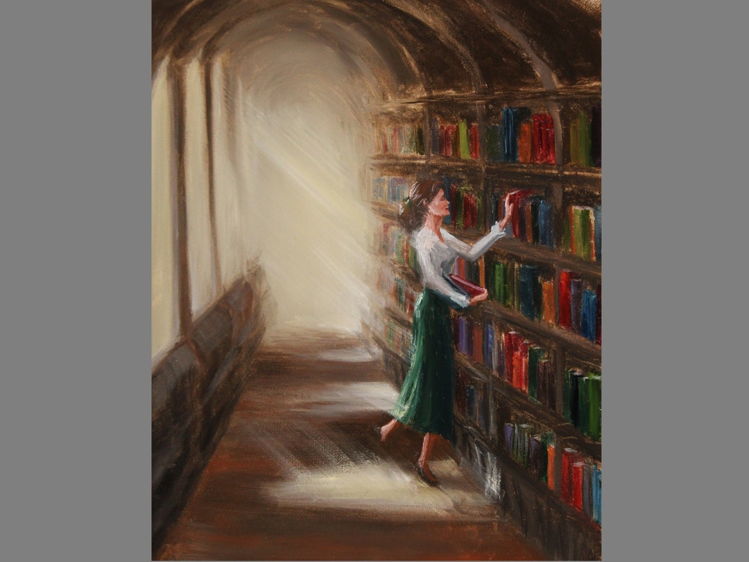 Art PRINT Librarian Library Books Reading Architecture - Etsy