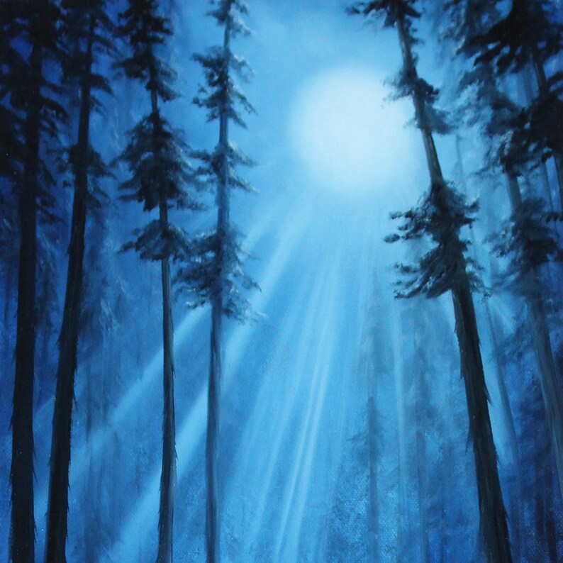 Art PRINT Blue Wolf Howl Howling at the Moon Moonlit | Etsy