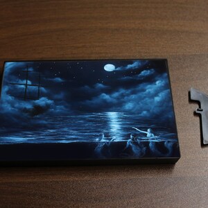Art PRINT - Midnight Mermaids Sirens Dark Blue Foggy Night Ship Sailing ...