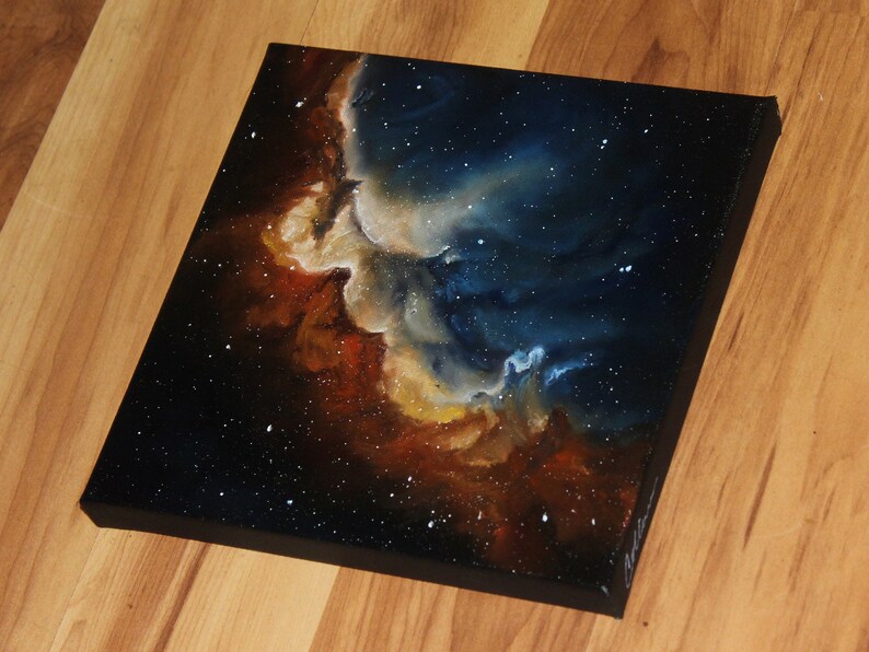 8x8 Original Mini Oil Painting Wizard Nebula Blue - Etsy