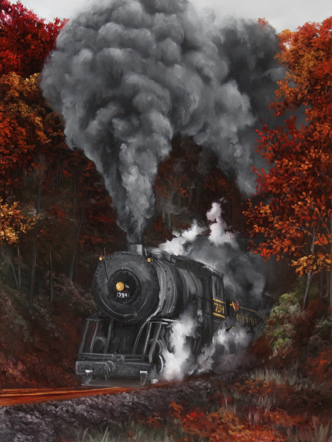 2x4-4x4" Magnet Train Trains Steam Engine Forest Mountains Snow Snowy ...
