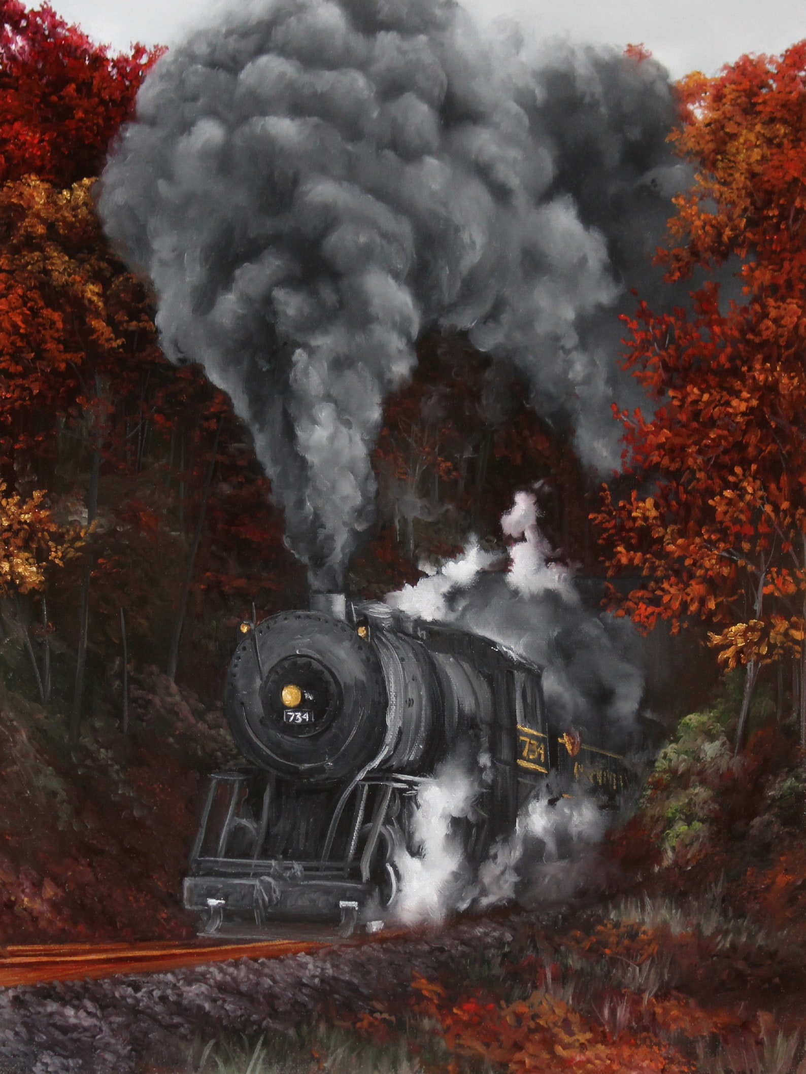 2x4-4x4" Magnet Train Trains Steam Engine Forest Mountains Snow Snowy ...