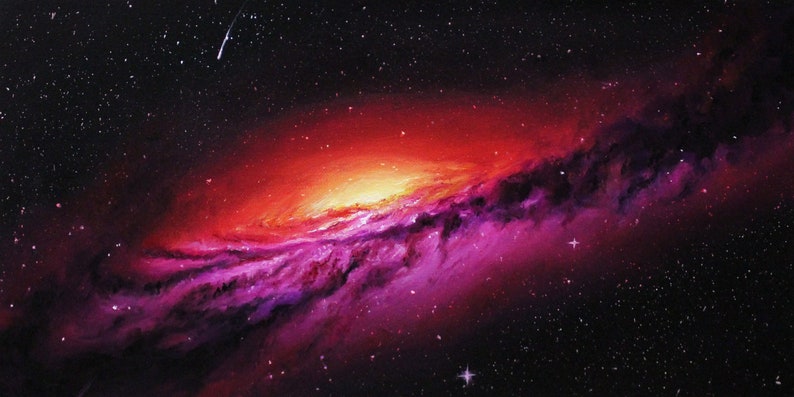 Art PRINT Pink Red Andromeda Galaxy Outer Space Nebula - Etsy