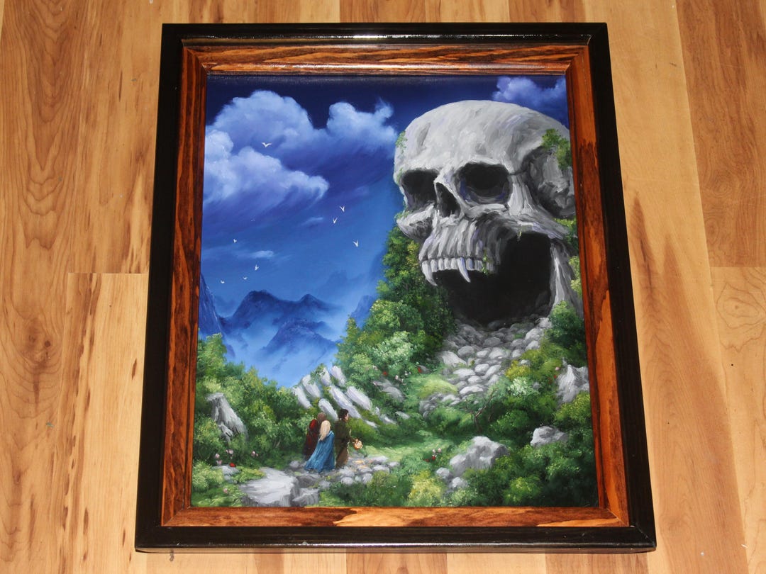 16x20" Original Oil Painting - Skull Mountain Cave Expedition Party RPG ...