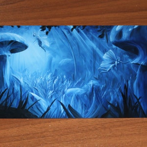 Art PRINT Blue Mushroom Forest Fairy Fairies Fae Faerie Fantasy ...