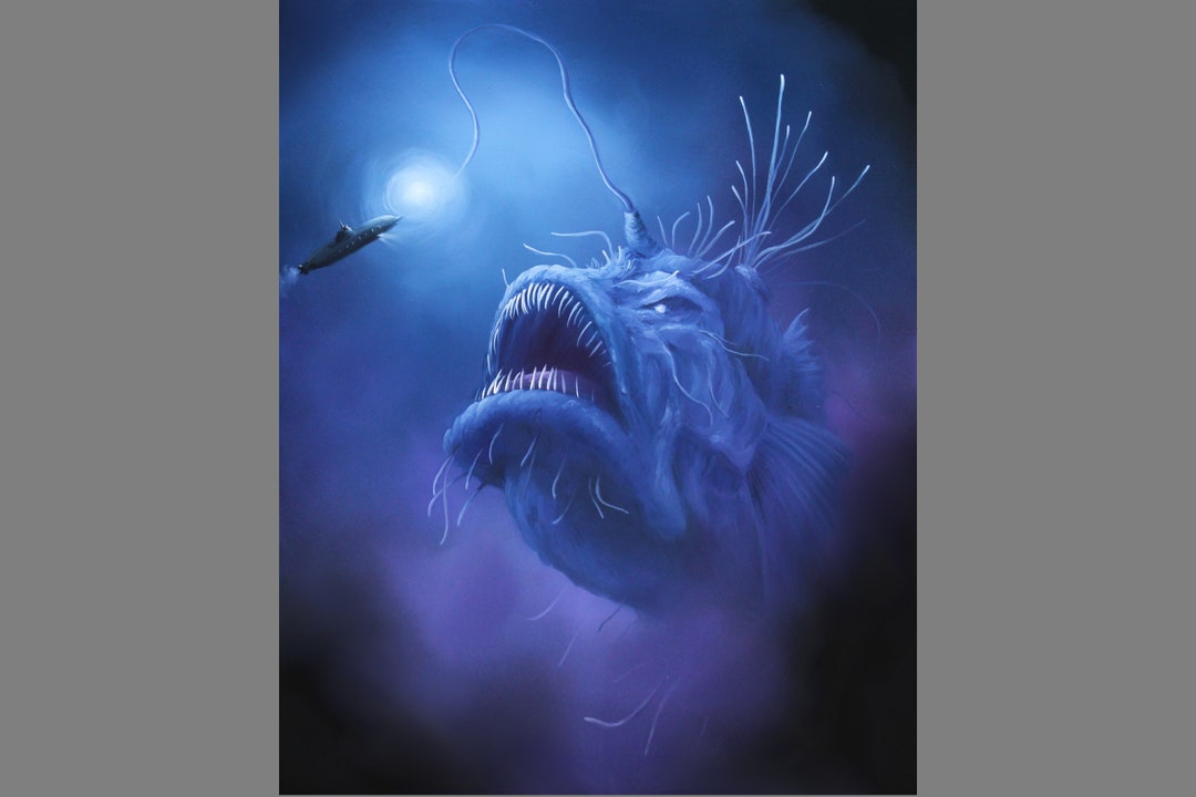 Art PRINT - Giant Anglerfish Spooky Creature Animal Fish Evil Dark ...